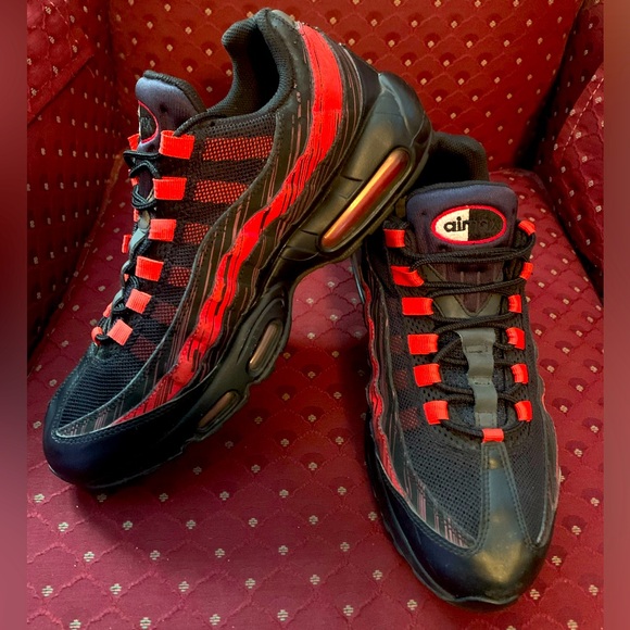 Nike | Shoes | Mens Nike Air Max 95 Blackred Sneakers Size 15 | Poshmark